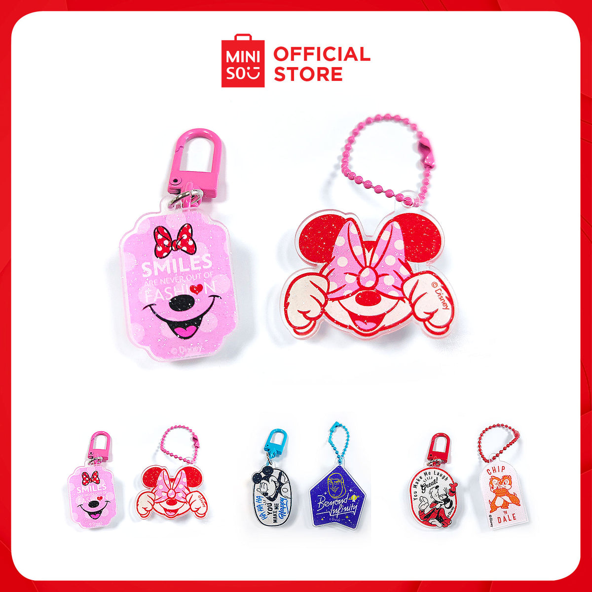 MINISO Disney 100 Smile Faces Collection Clip Shaped Keychains (1 Pair ...