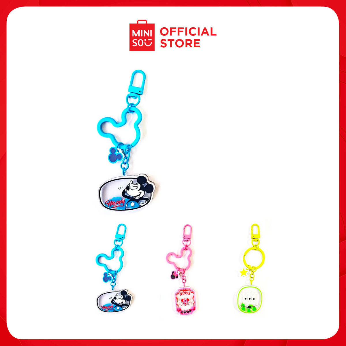 MINISO Disney 100 Smile Faces Collection Shakable Acrylic Keychain ...
