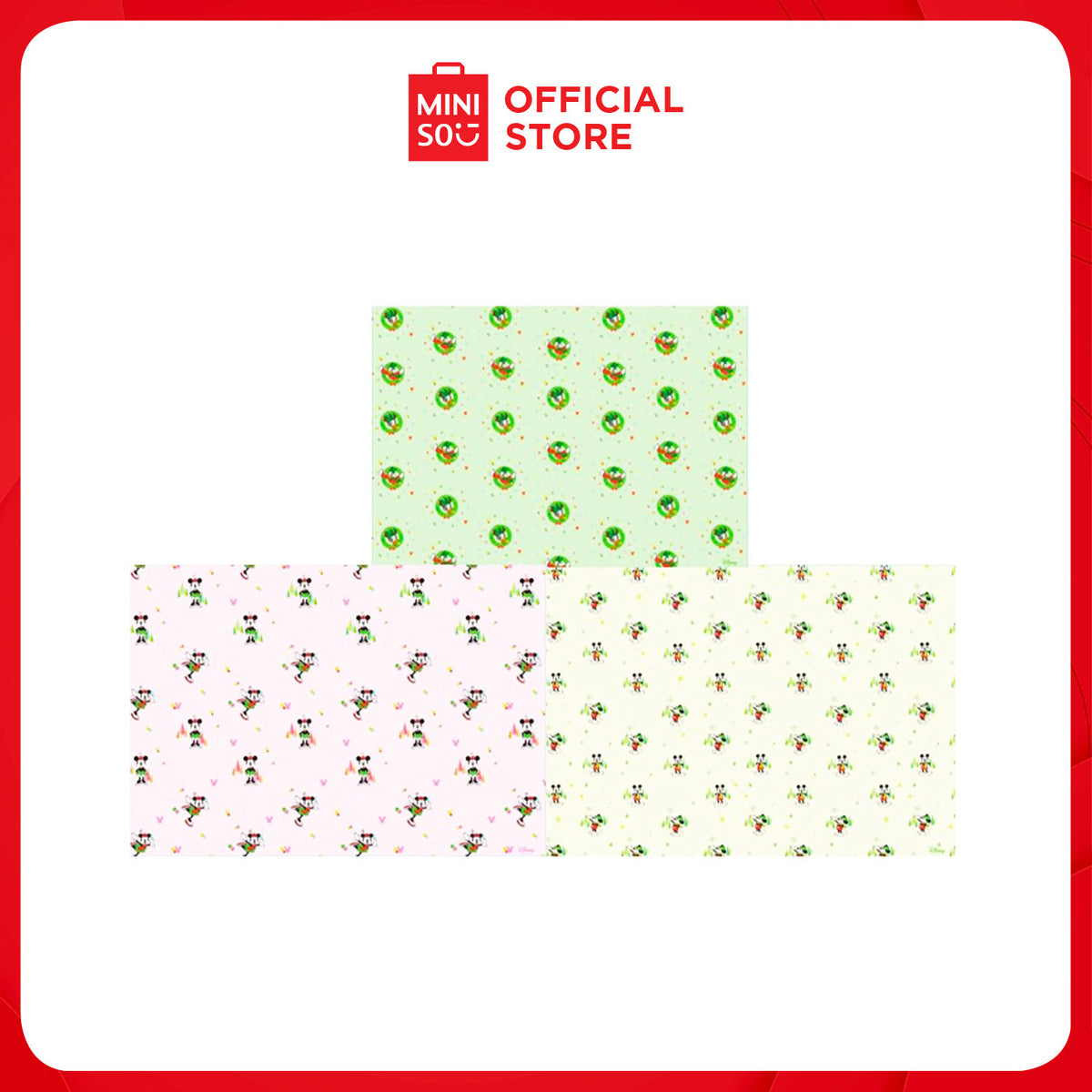 MINISO Disney Christmas Series Wrapping Paper (3 Assorted Models: Mick ...
