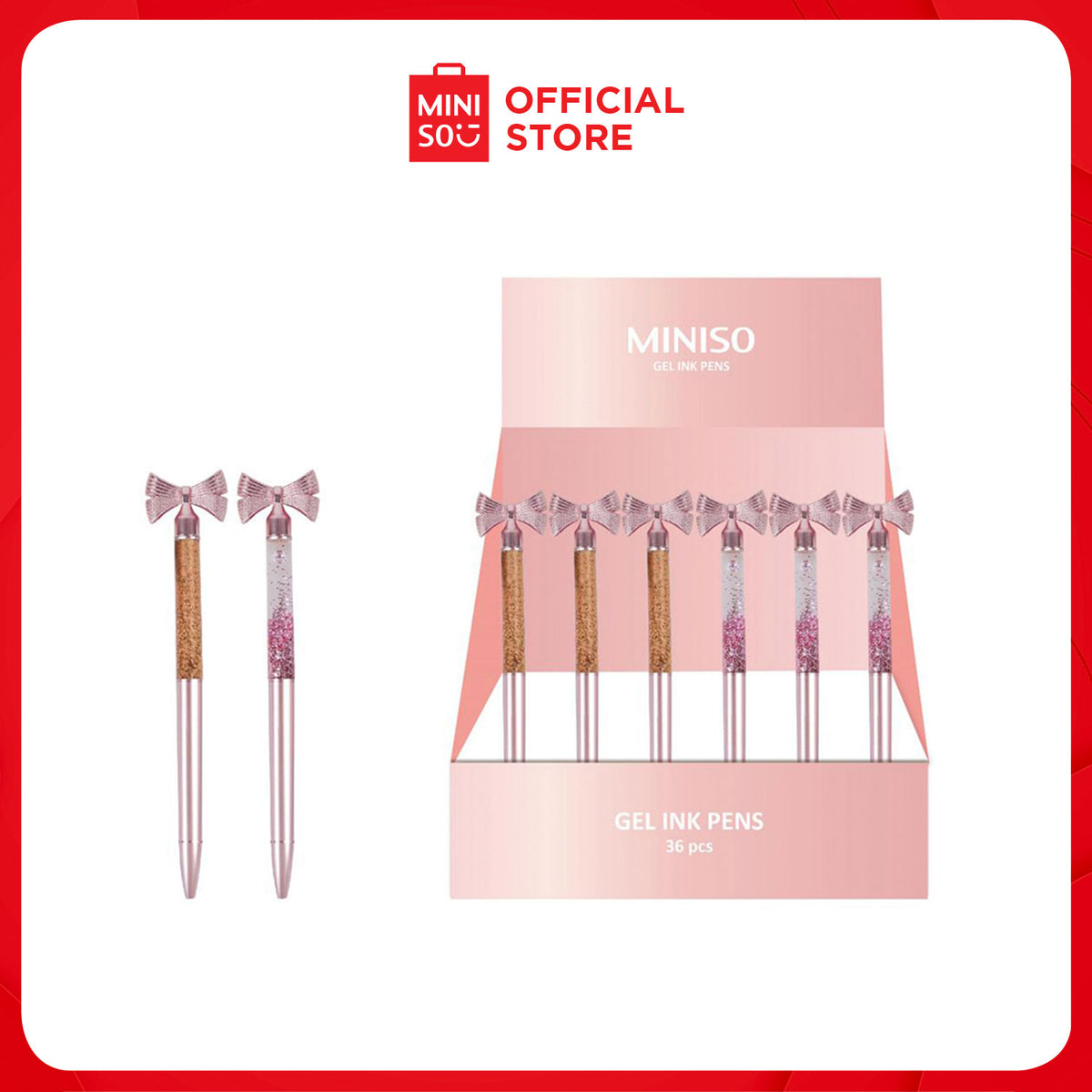 MINISO Rose Gold Series Butterfly Glitter Ballpoint Pen PDQ – Miniso ...
