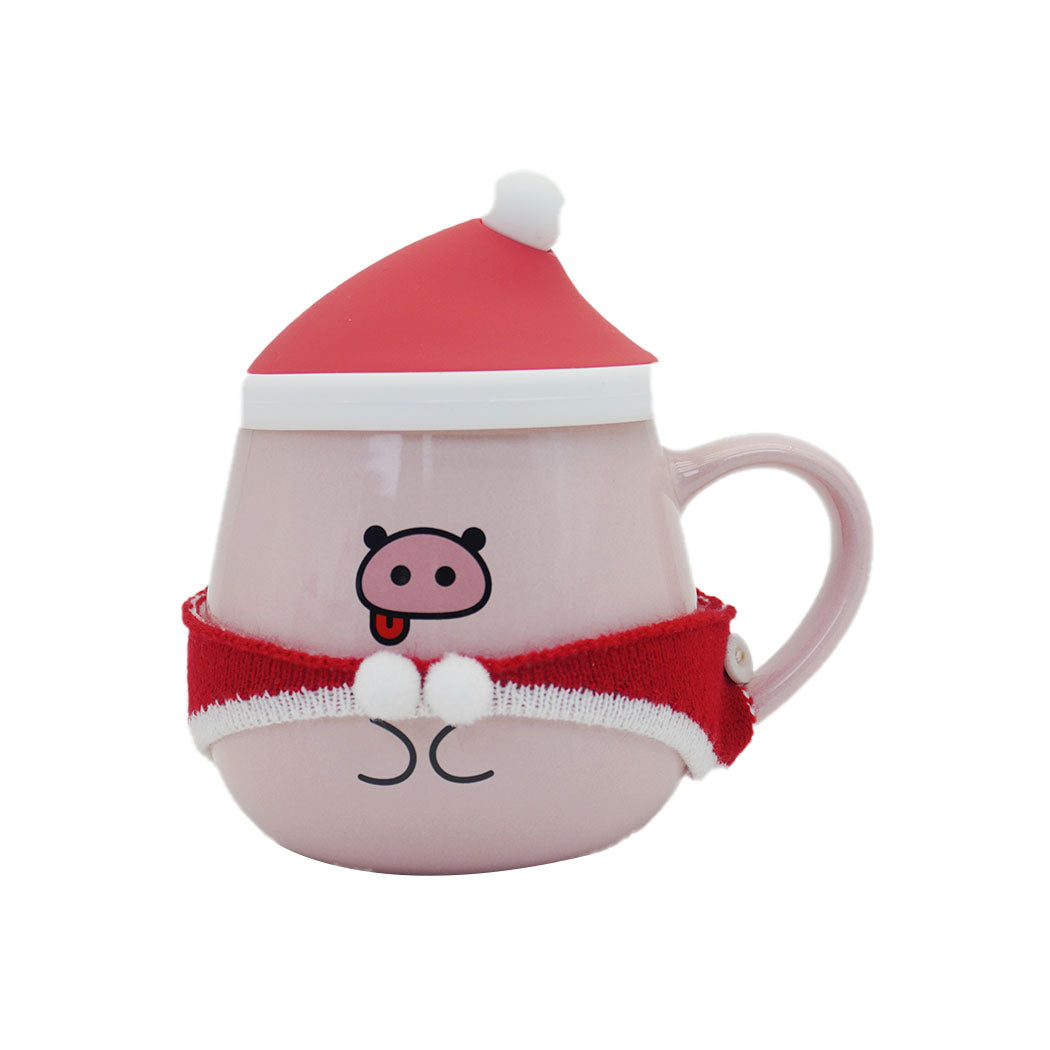 MINISO MINI FAMILY Christmas Eve Ceramic Mug with Lid 400 (Pig ...