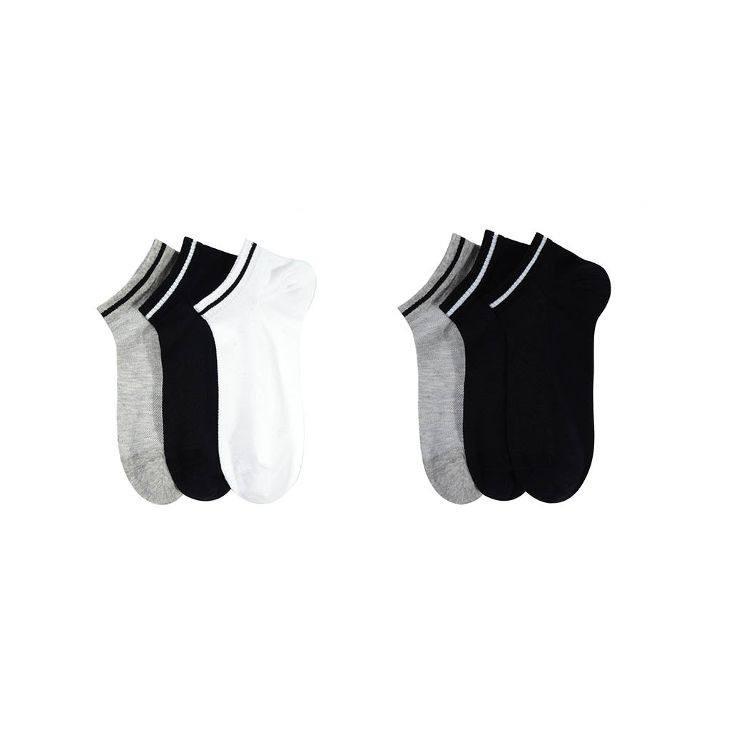 MINISO Striped Solid Color Series Men's Ankle Socks (Model A, 3 Pairs ...