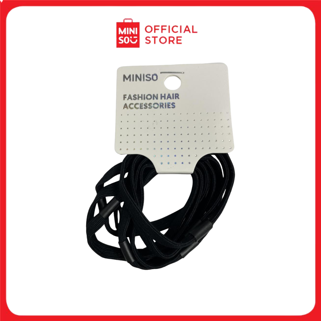 MINISO Black Rubber Band with Wide & Flat Stripe 8pcs – Miniso ...